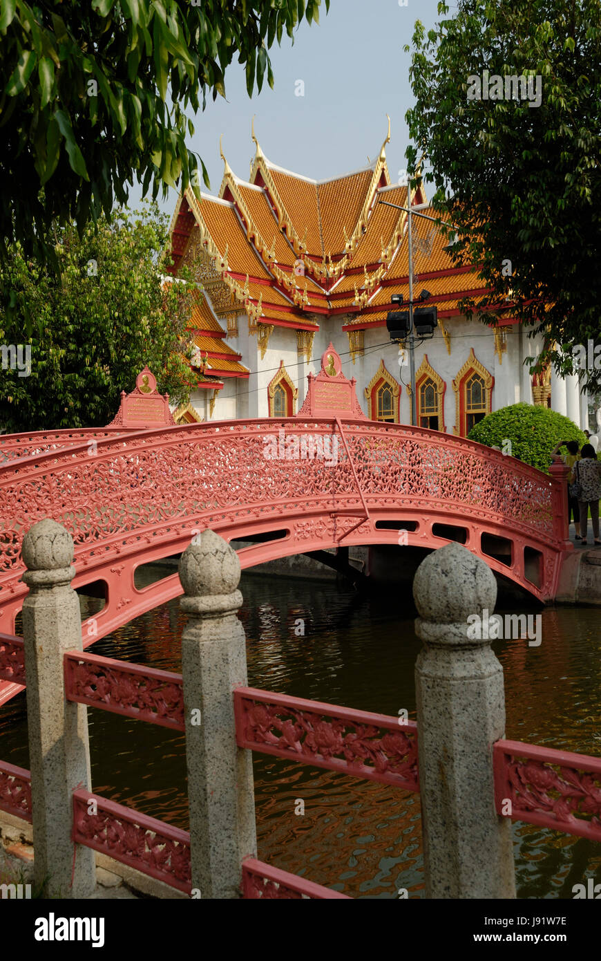 temple, bridge, thailand, bangkok, railing, bridge parapet, temple ...