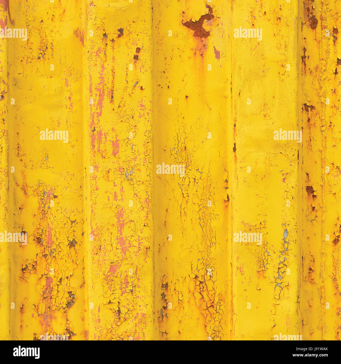 Yellow sea freight container background, rusty corrugated pattern, red ...