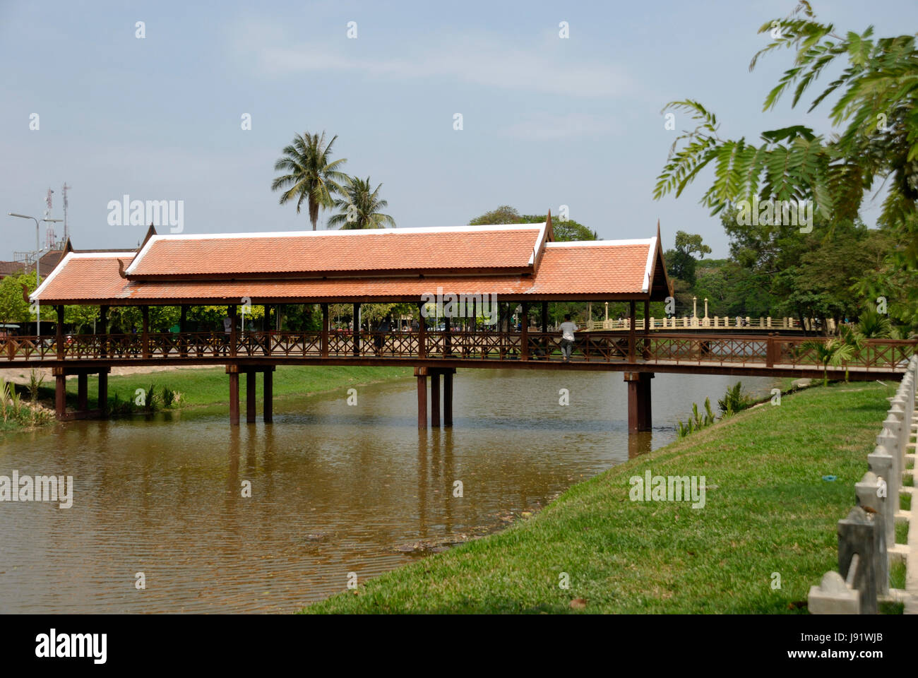 asia, bridge, cambodia, bank, river, water, shore, green, asia, bridge ...