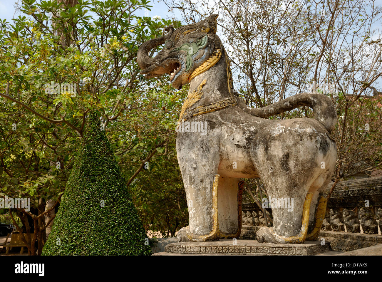 temple, sculpture, cambodia, chimera, temple, tree, trees, statue, asia ...