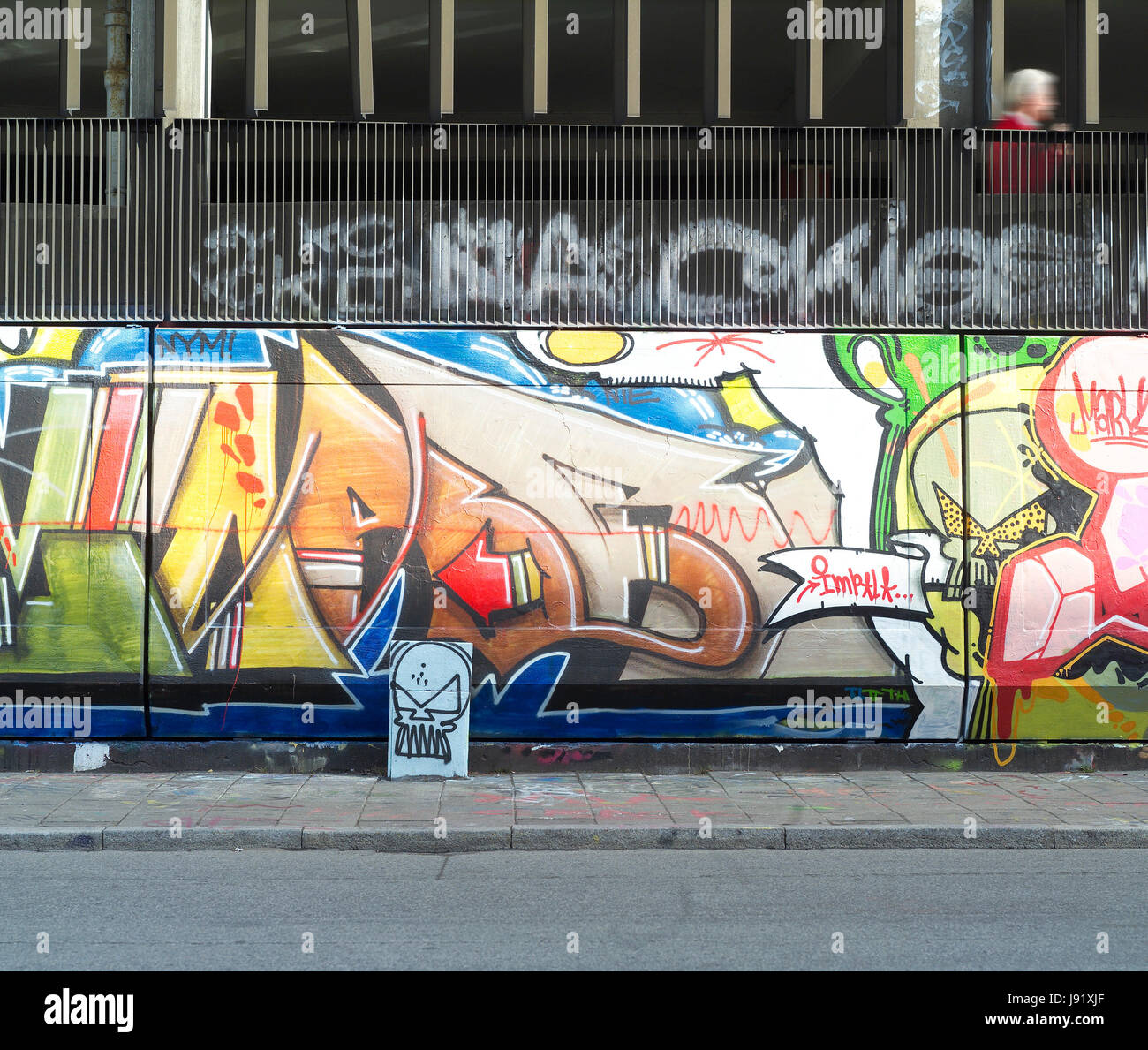 blue, art, colour, rough, wall, horizontal, broken, daub, graffiti ...