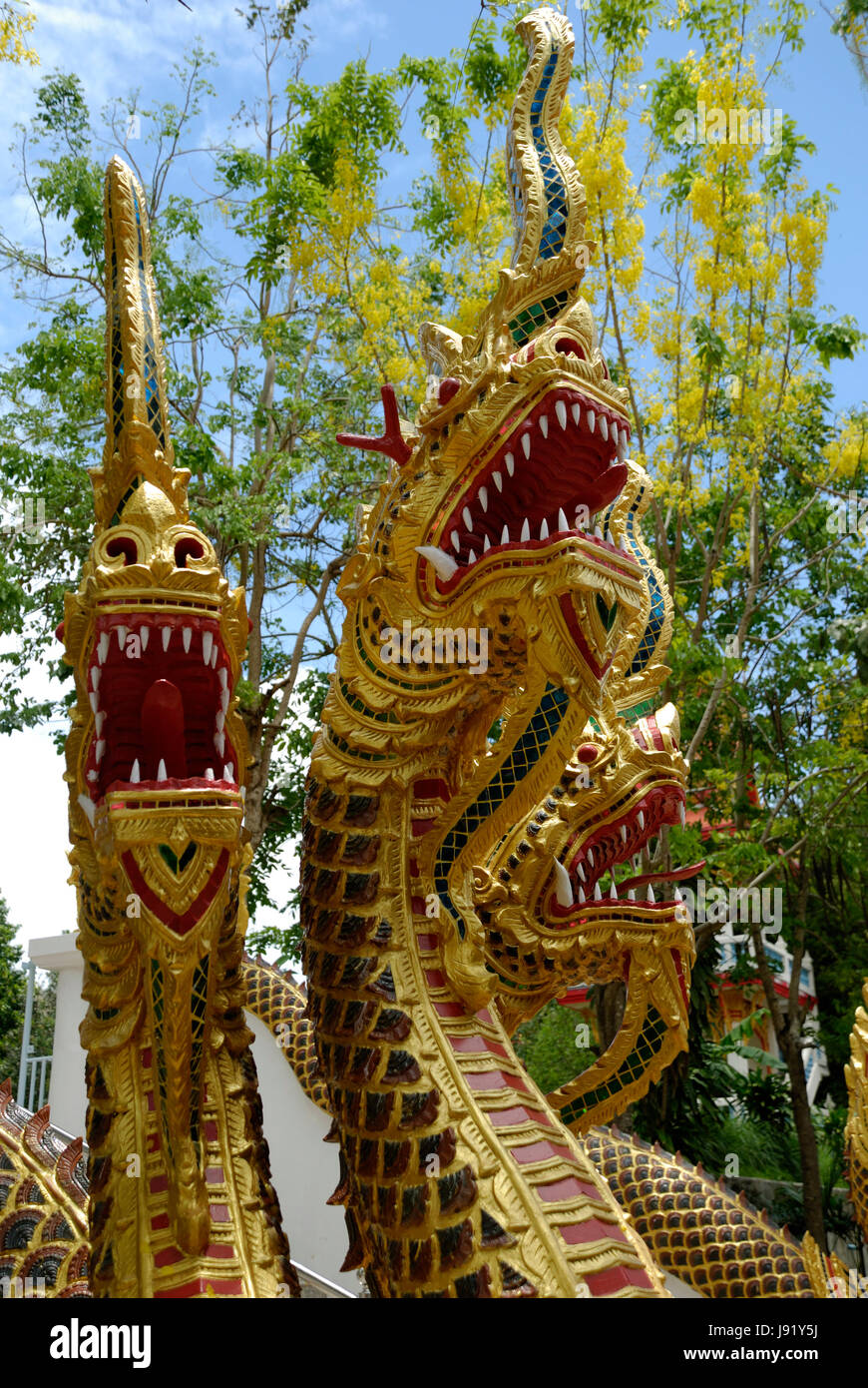 asia, thailand, chimera, temple, tree, trees, asia, golden, gilt ...