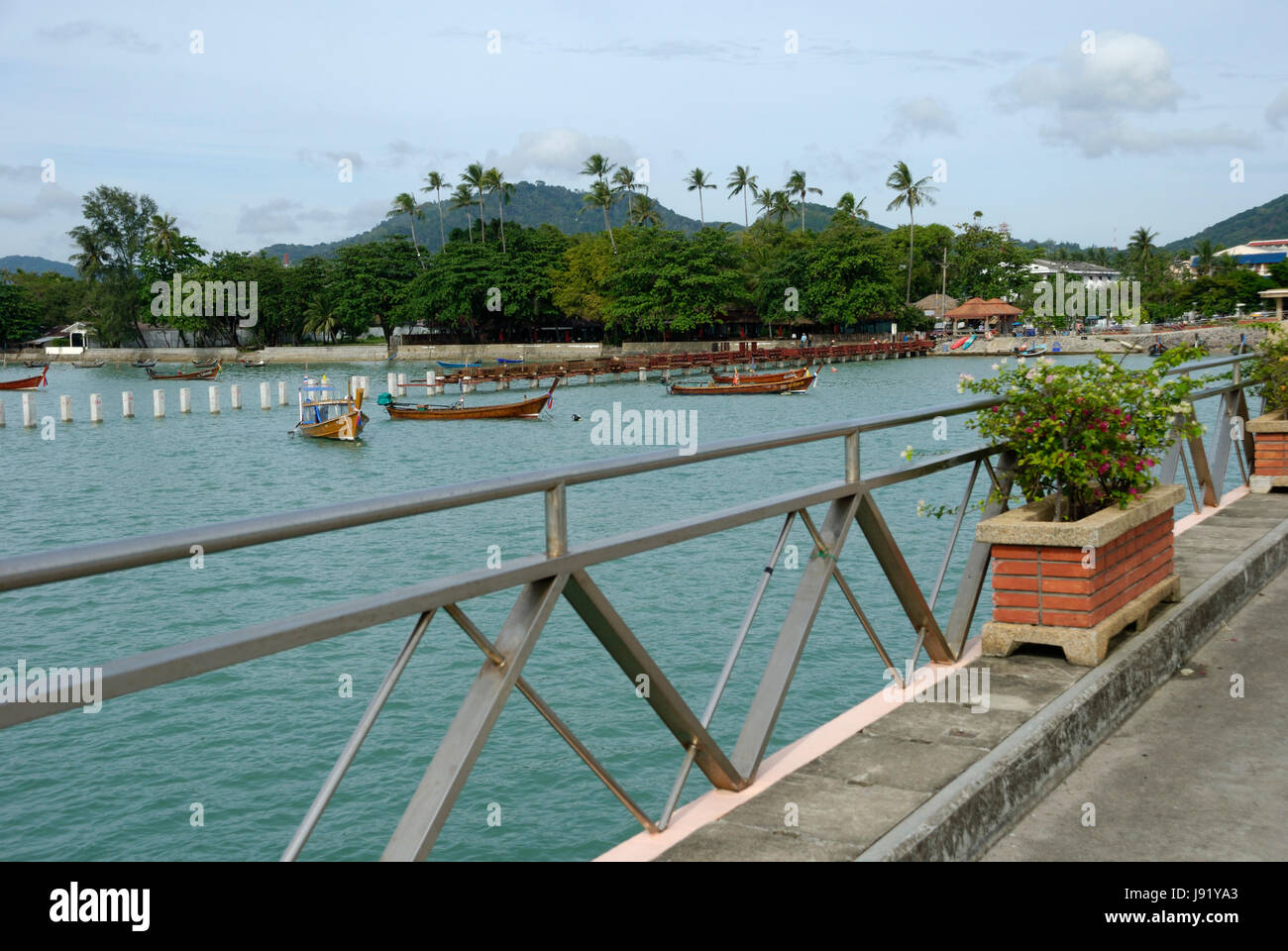 balustrade, thailand, railing, gangplank, pier, bridge parapet, tree ...