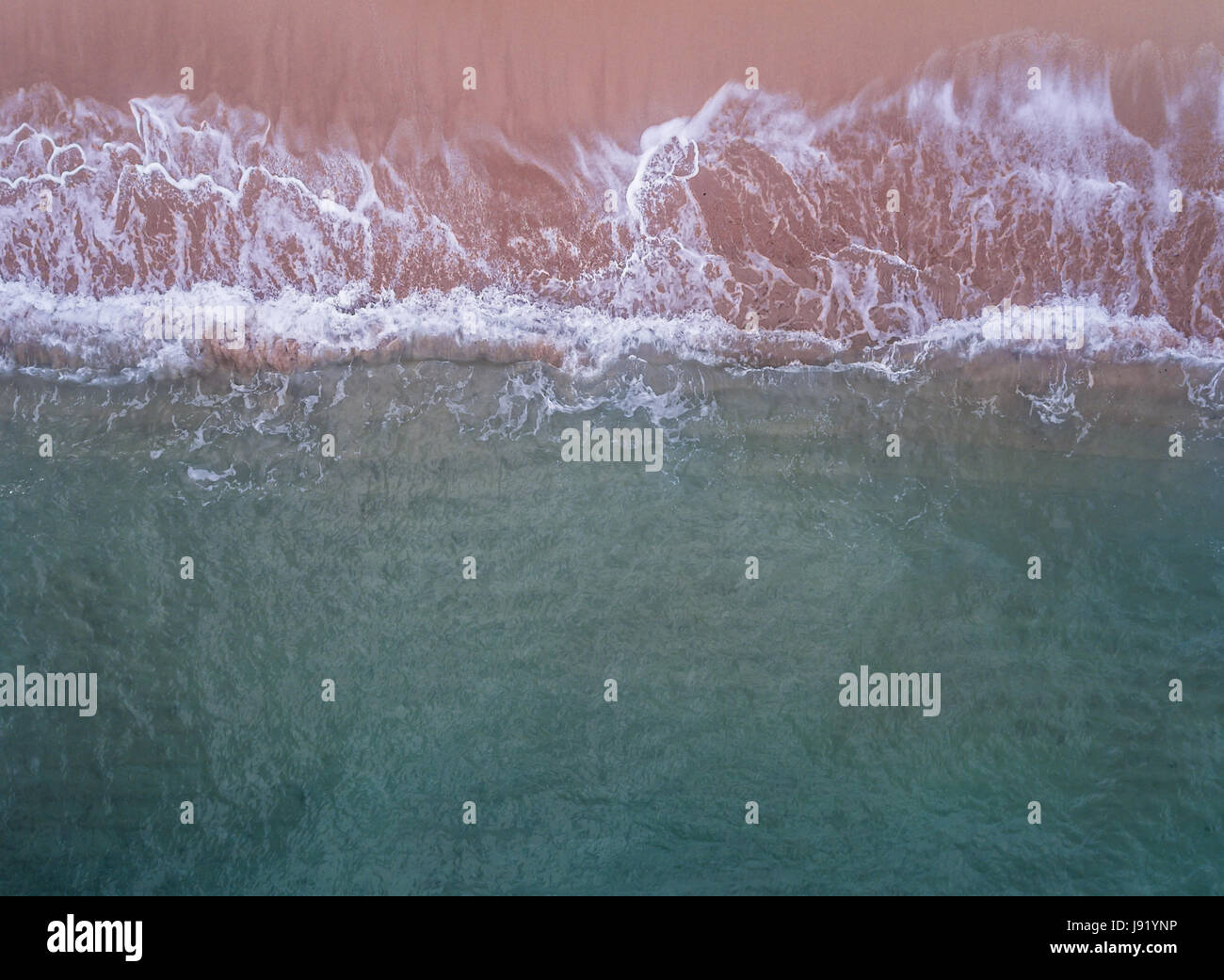 Aerial view of the Ocean and beach on the north shore of Oahu Hawaii ...