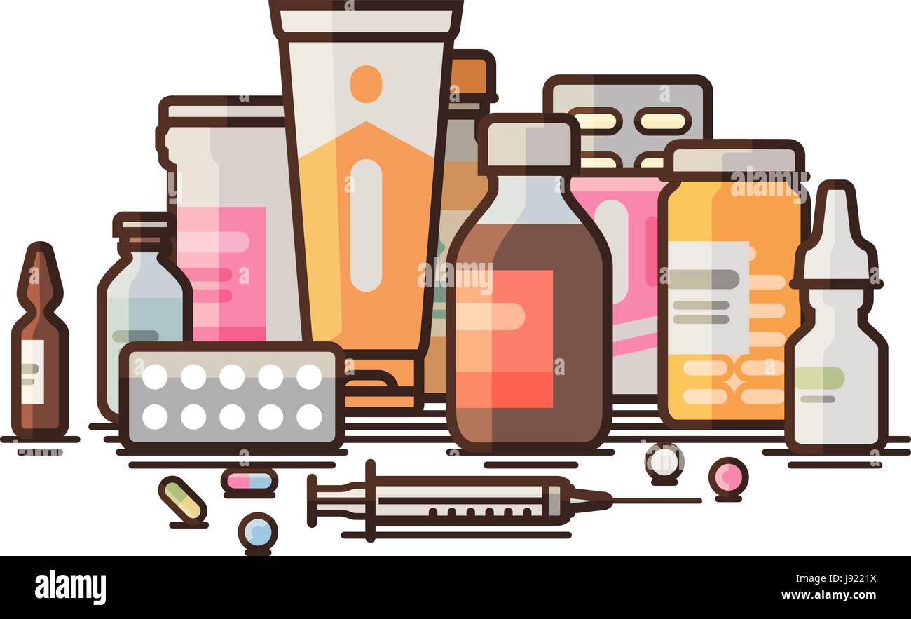 Pharmacy, pharmacology, drugstore, medical supplies banner. Modern ...