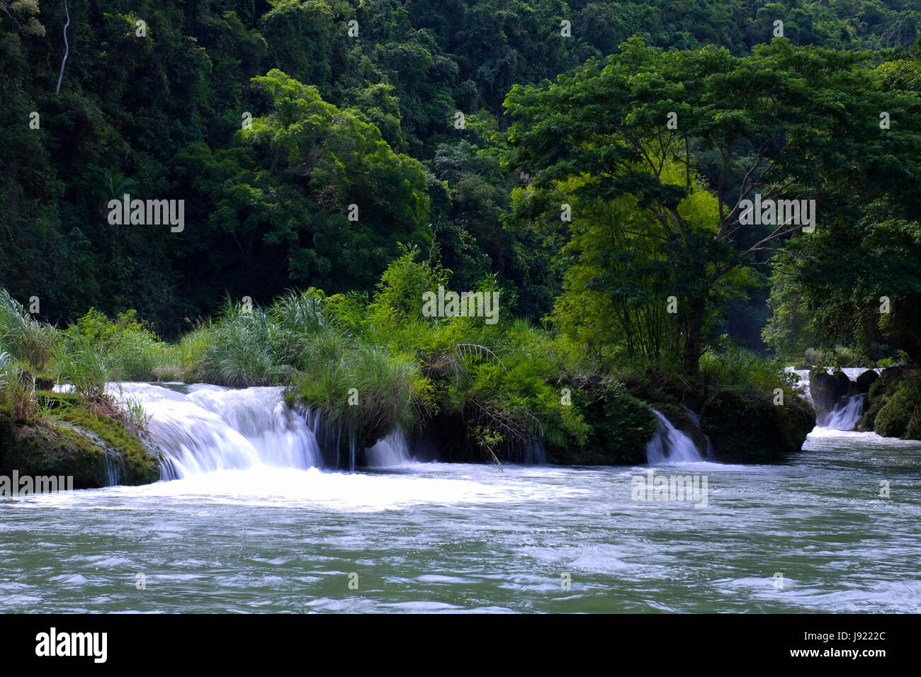 View of the Busay Falls at Loboc River in the island of Bohol located ...