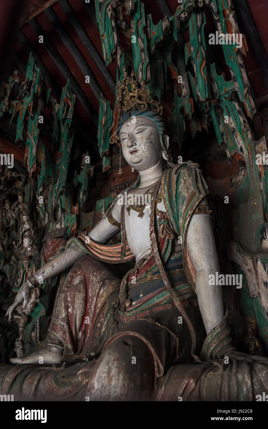 Hall of a Thousand Buddhas, Shuanglin Temple, a large Buddhist temple ...