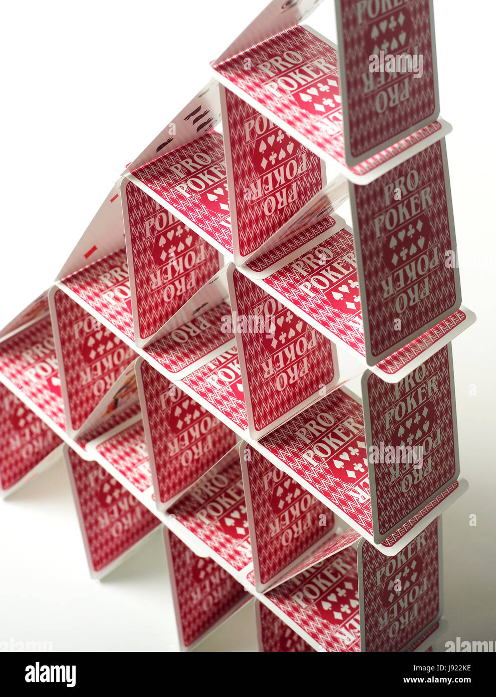 isolated, balance, stack, fragility, stability, cards, white background ...