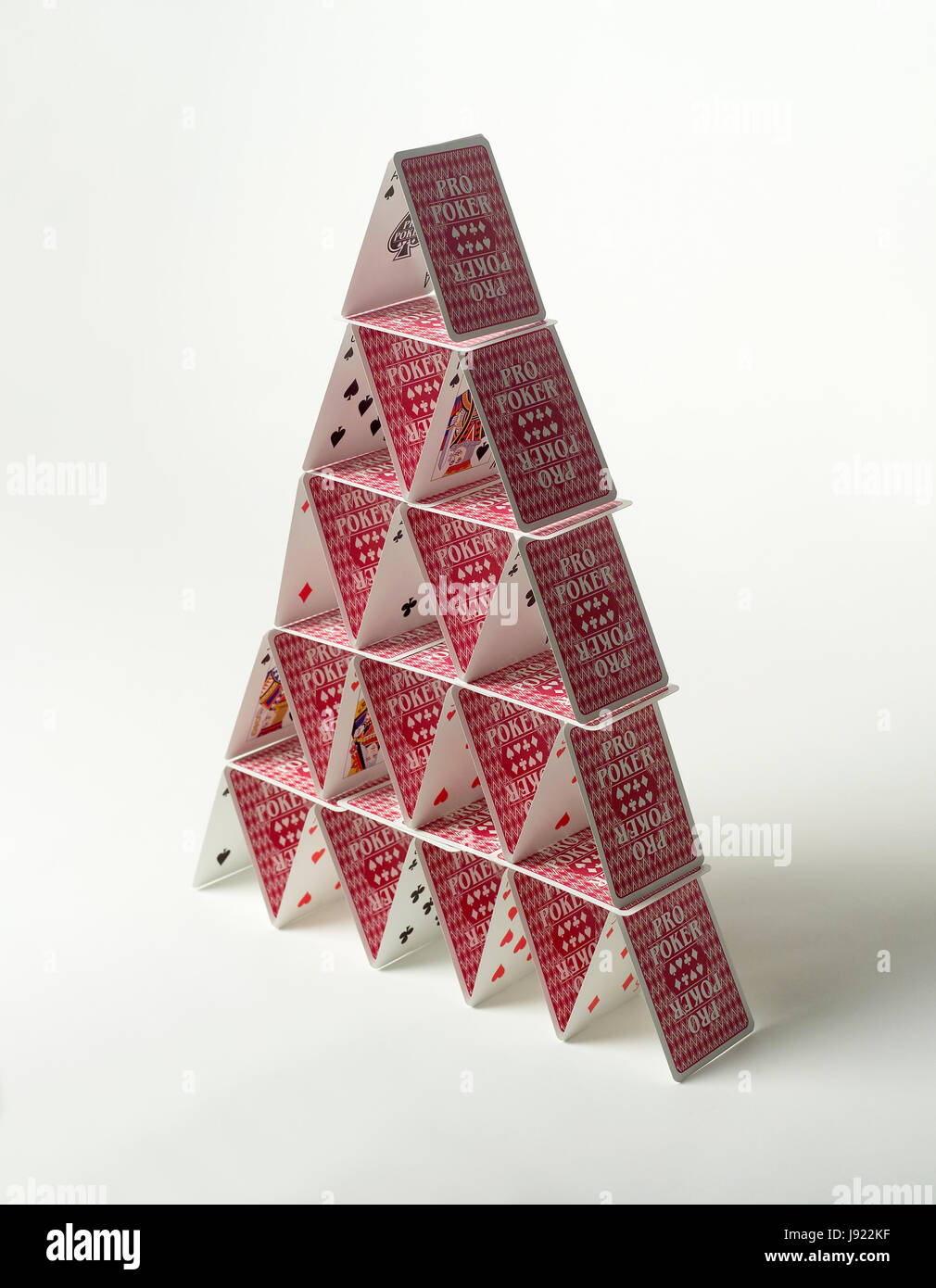 isolated, balance, stack, fragility, stability, cards, white background ...