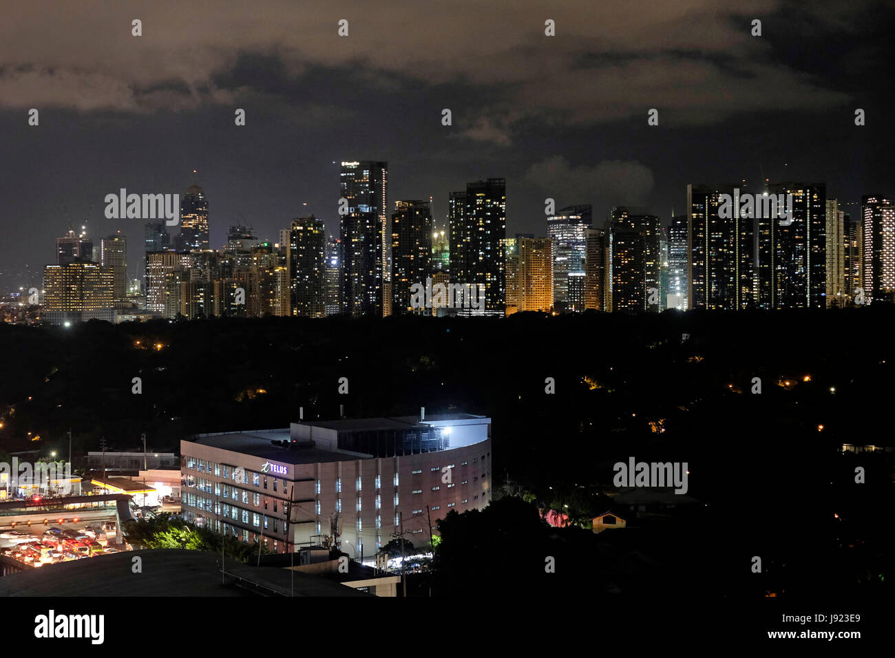 Skyline at night of the Central Business of Makati officially the City ...