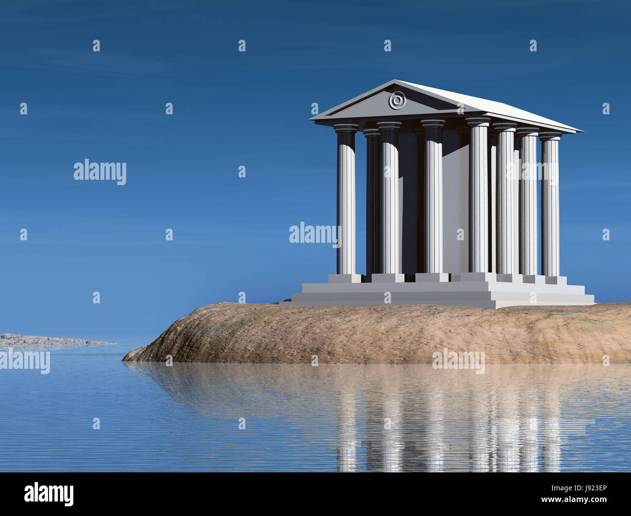temple, antique, illustration, island, old, ancient, salt water, sea ...