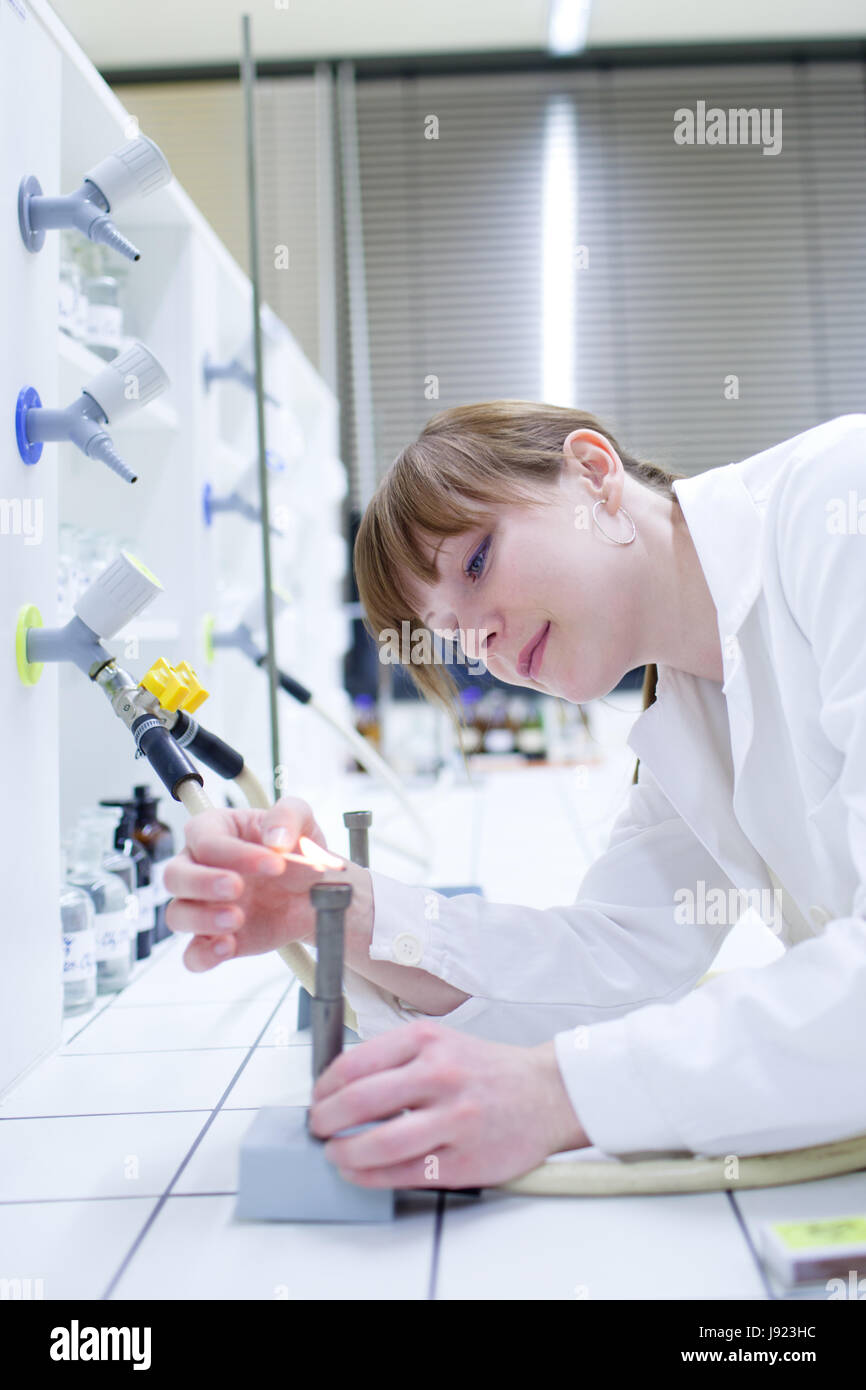 woman, experiment, research, flame, flames, laboratory, student ...