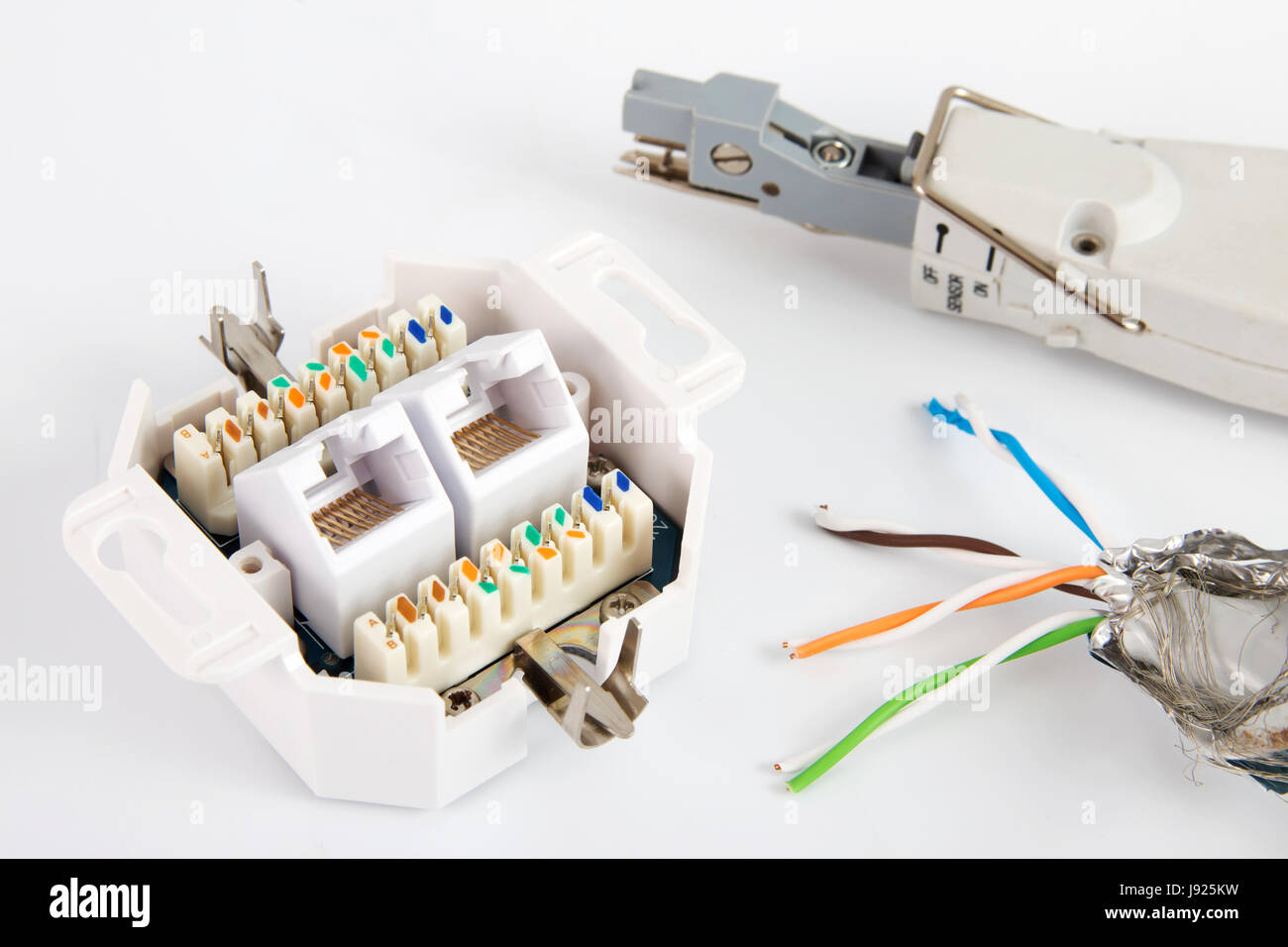 network connector with cable and tool Stock Photo - Alamy