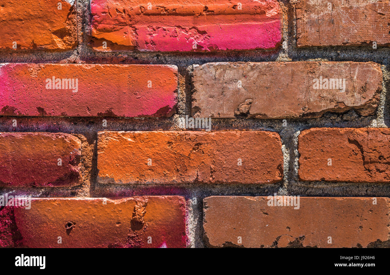 Brick wall background with many different shades of red and pink Stock ...