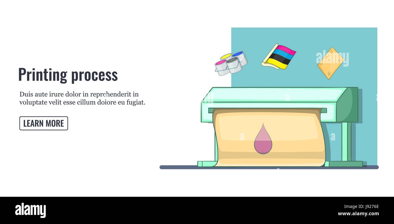 Print process banner horizontal man, cartoon style Stock Vector Image ...