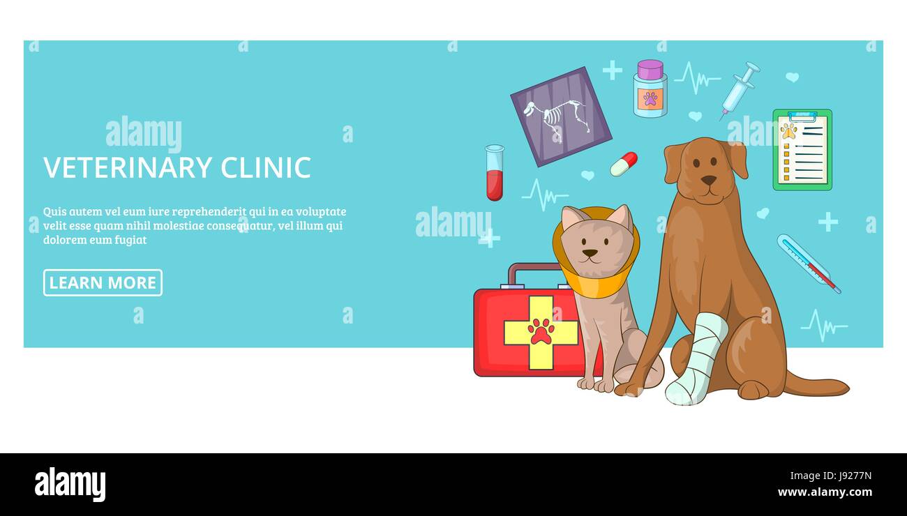 Vet clinic banner horizontal man, cartoon style Stock Vector Image ...