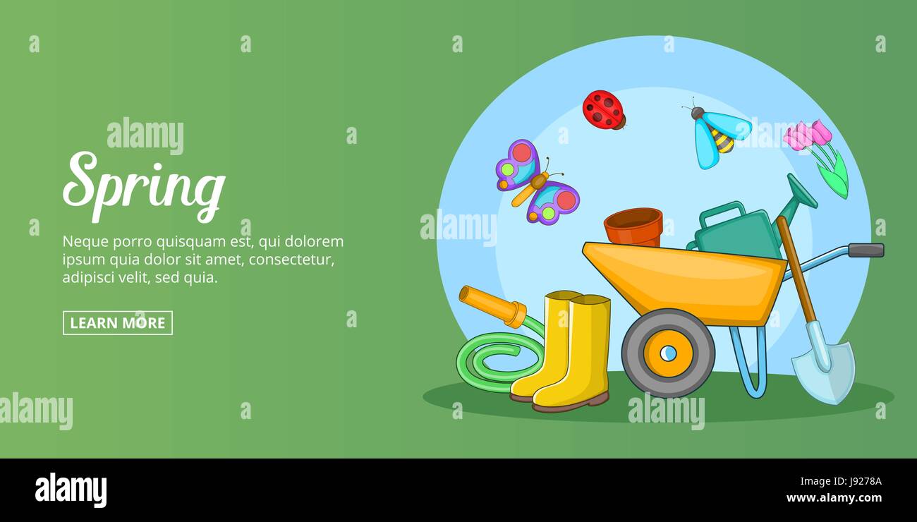 Spring time banner horizontal man, cartoon style Stock Vector Image ...