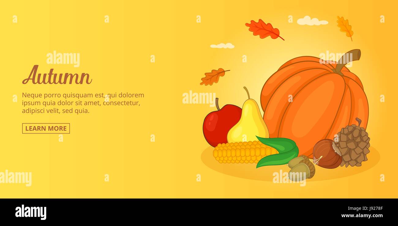 Autumn foods banner horizontal man, cartoon style Stock Vector Image ...