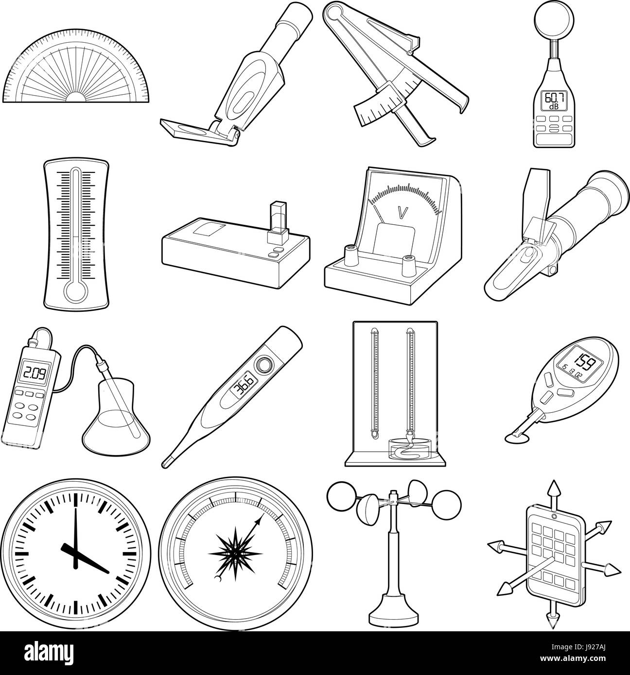 Measure tools icons set, outline style Stock Vector Image & Art - Alamy
