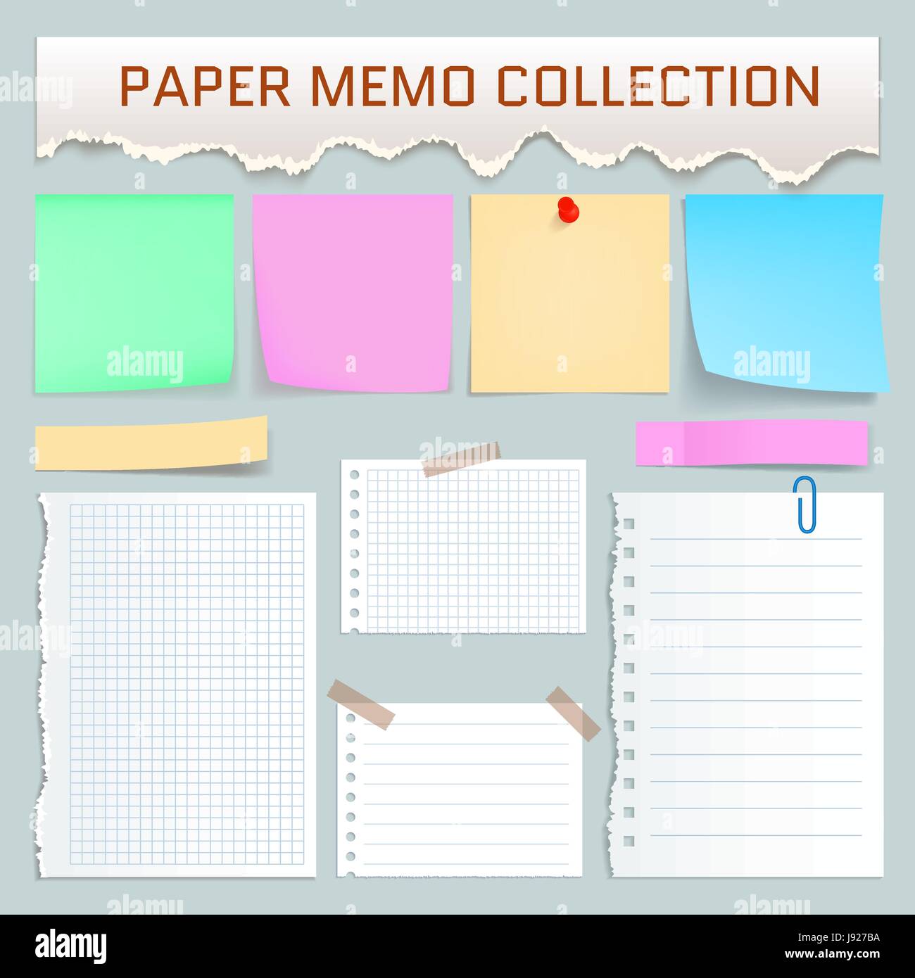 Paper memo mockup set, realistic style Stock Vector Image & Art - Alamy