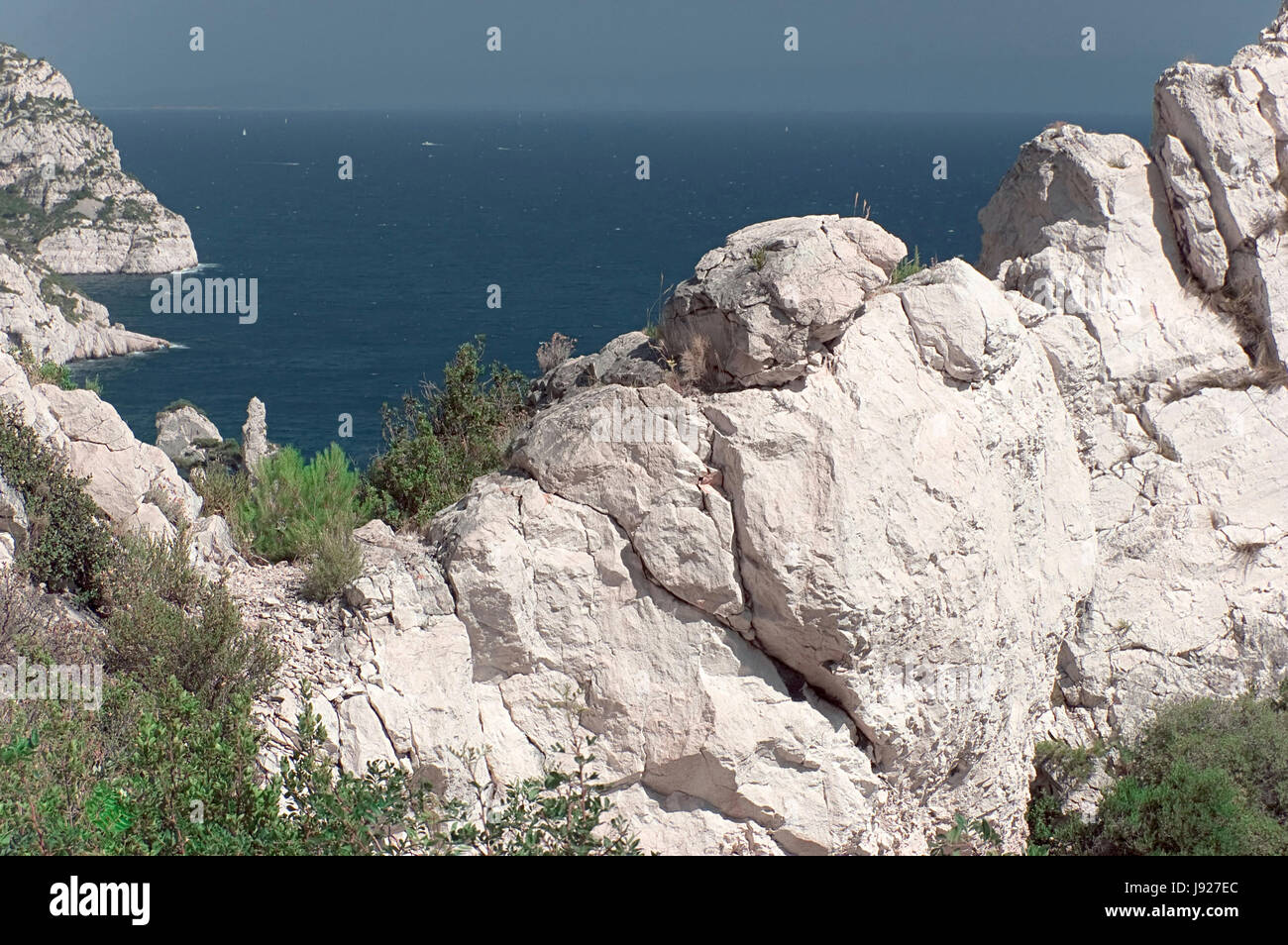 steep rock in the french calanques Stock Photo - Alamy