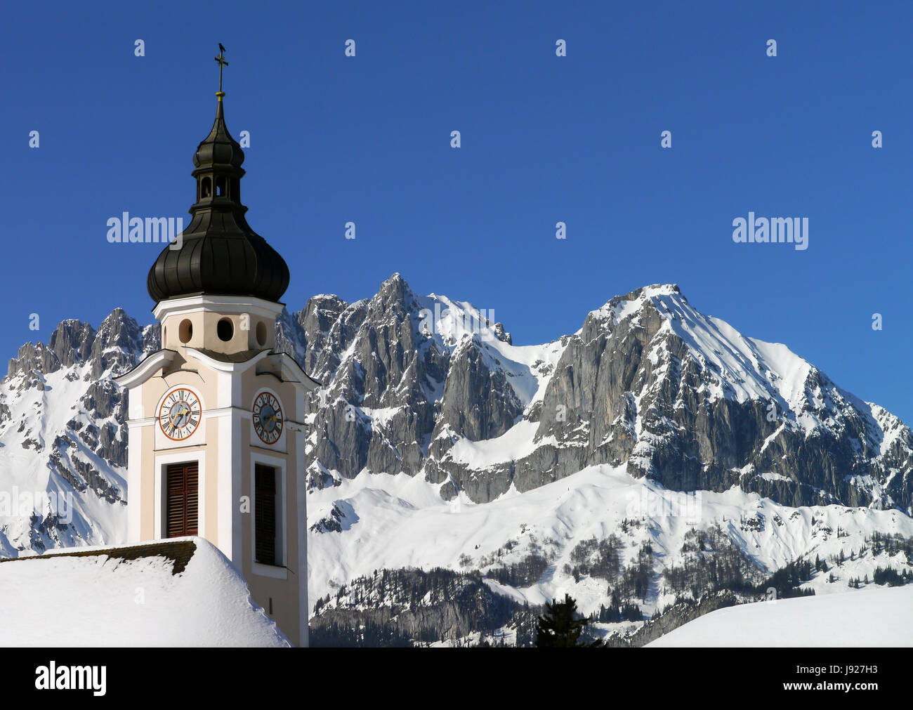 church, winter, alps, austrians, steeple, tyrol, mountain, church ...
