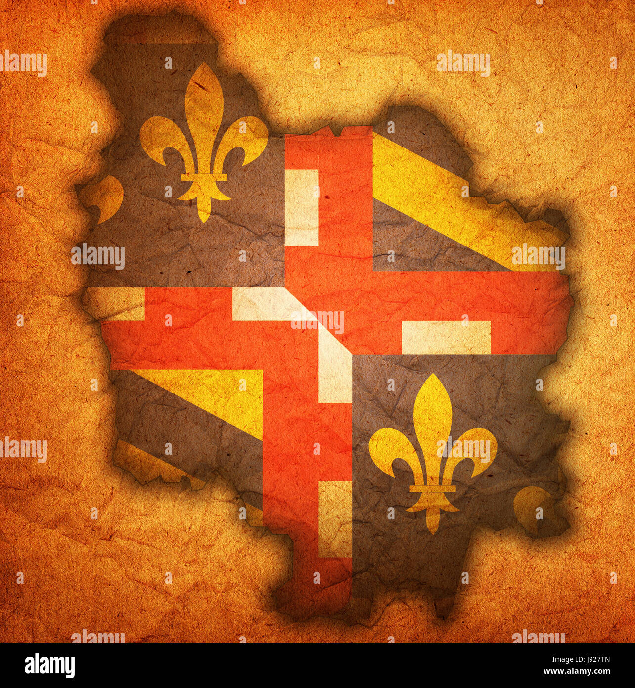 isolated, emblem, europe, vintage, illustration, france, flag, rusty ...