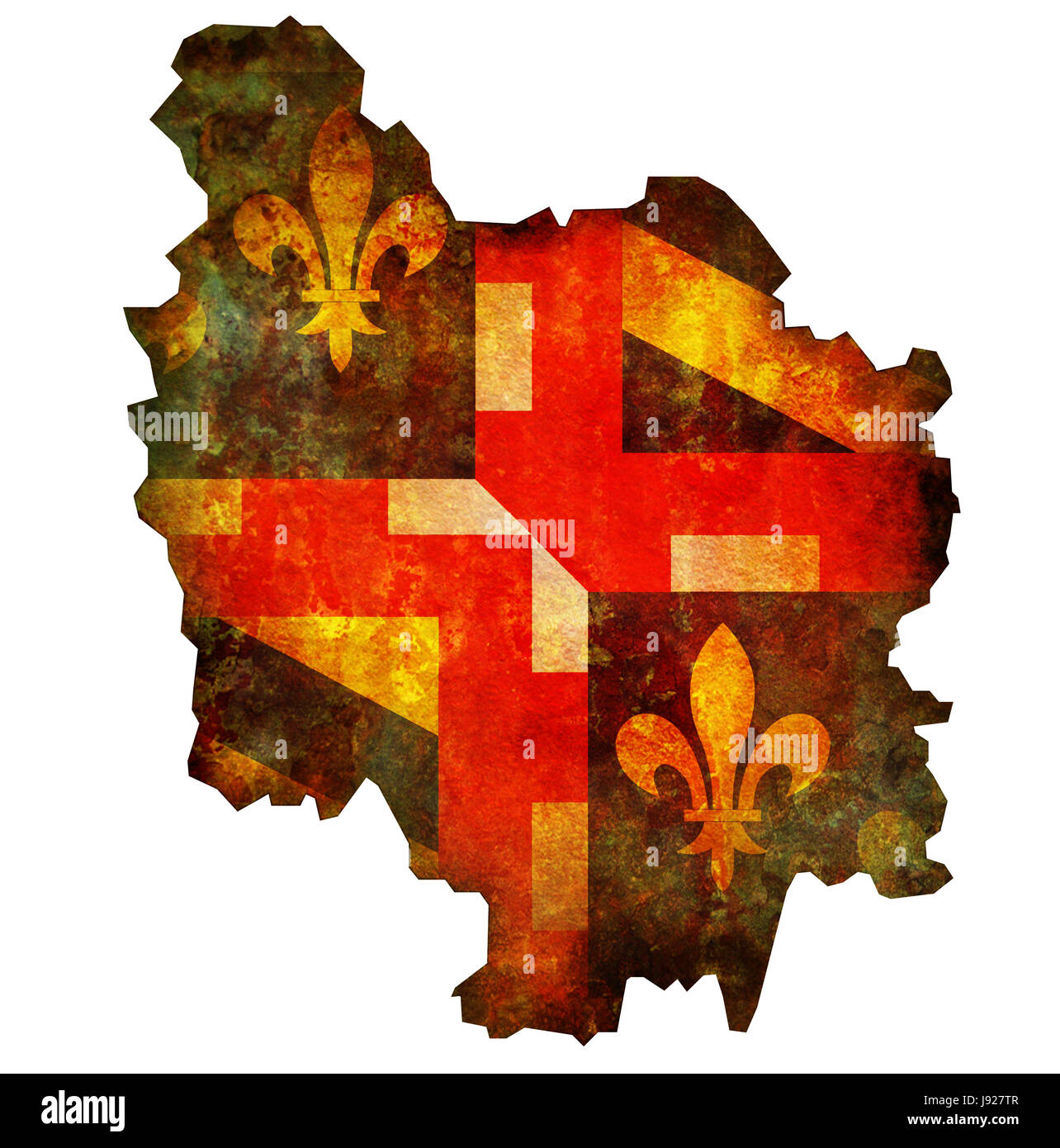 isolated, emblem, europe, vintage, illustration, france, flag, rusty ...