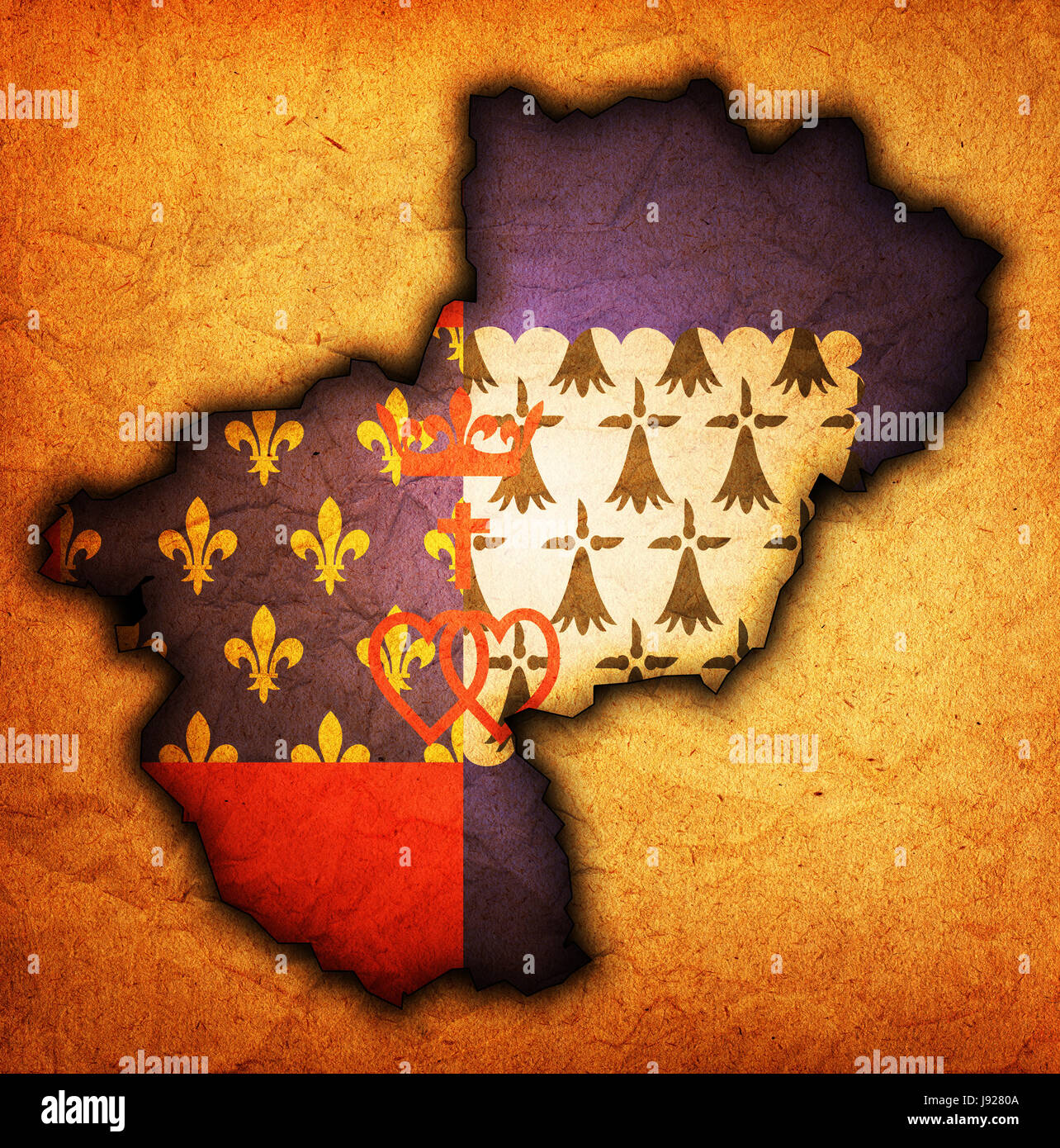 isolated, emblem, europe, vintage, illustration, france, flag, rusty ...