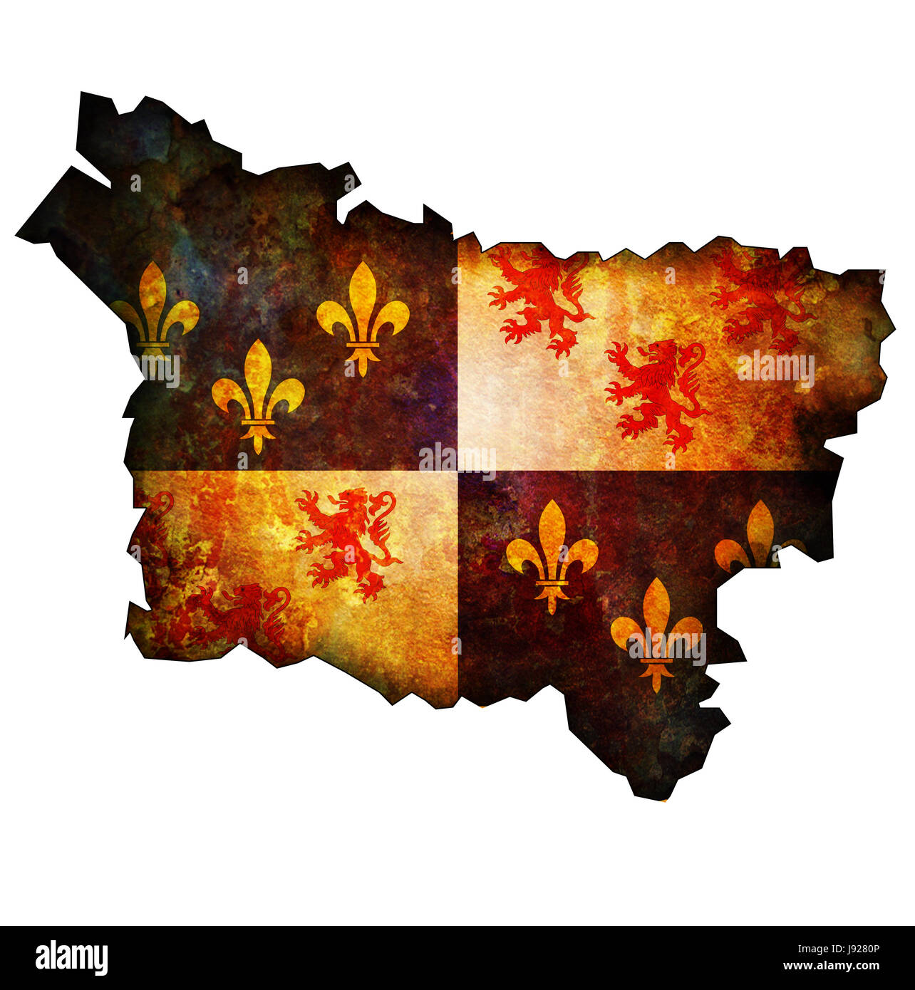 isolated, emblem, europe, vintage, illustration, france, flag, rusty ...