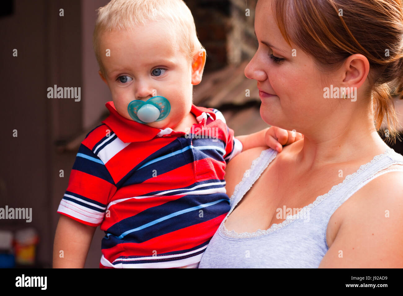 woman, baby, delighted, unambitious, enthusiastic, merry, radiant with ...