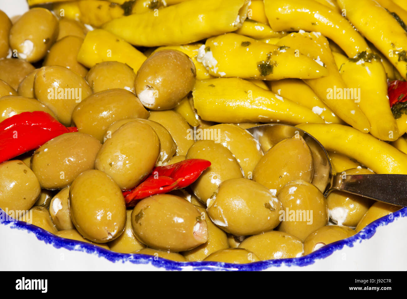 stuffed olives and green chile Stock Photo - Alamy