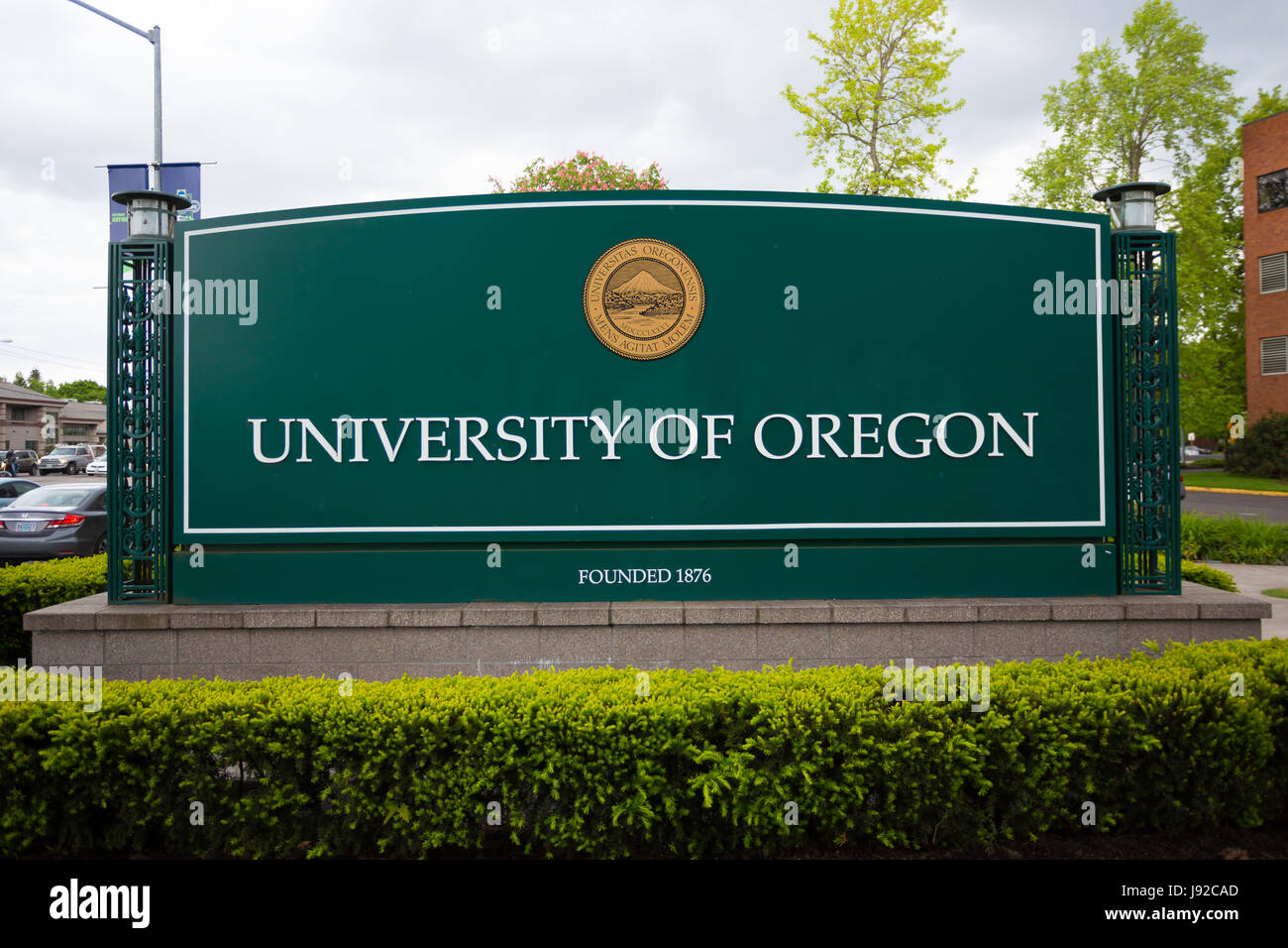 University of Oregon Campus Sign Stock Photo - Alamy