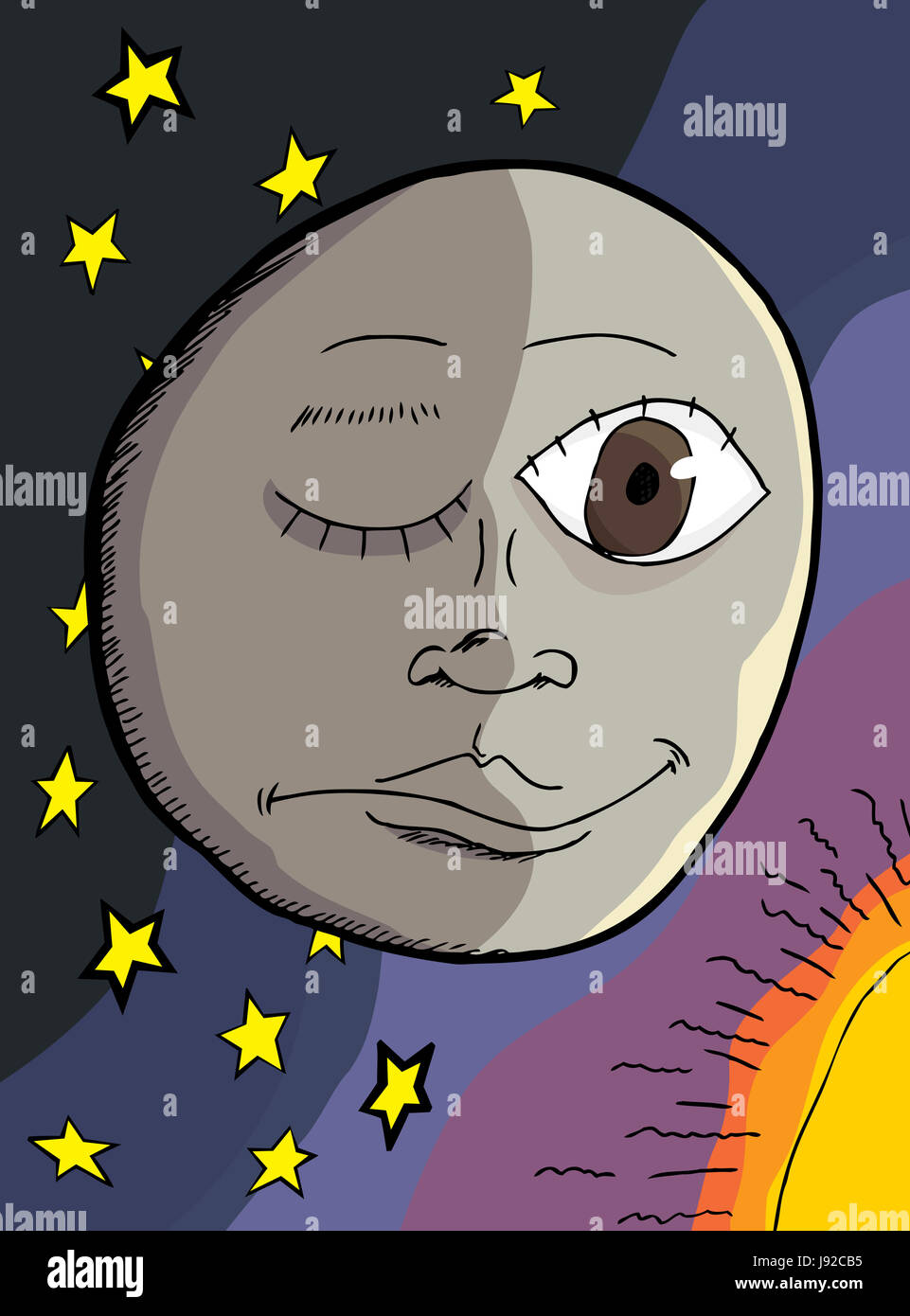 Contrasts character awake cartoon conceptual hi-res stock photography ...