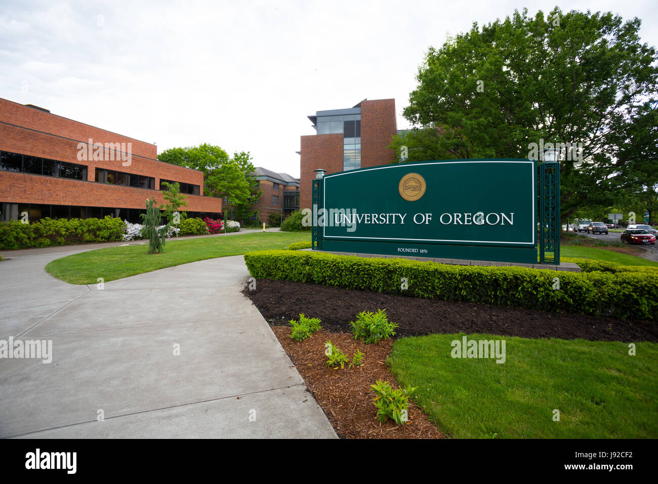 University of Oregon Campus Sign Stock Photo - Alamy