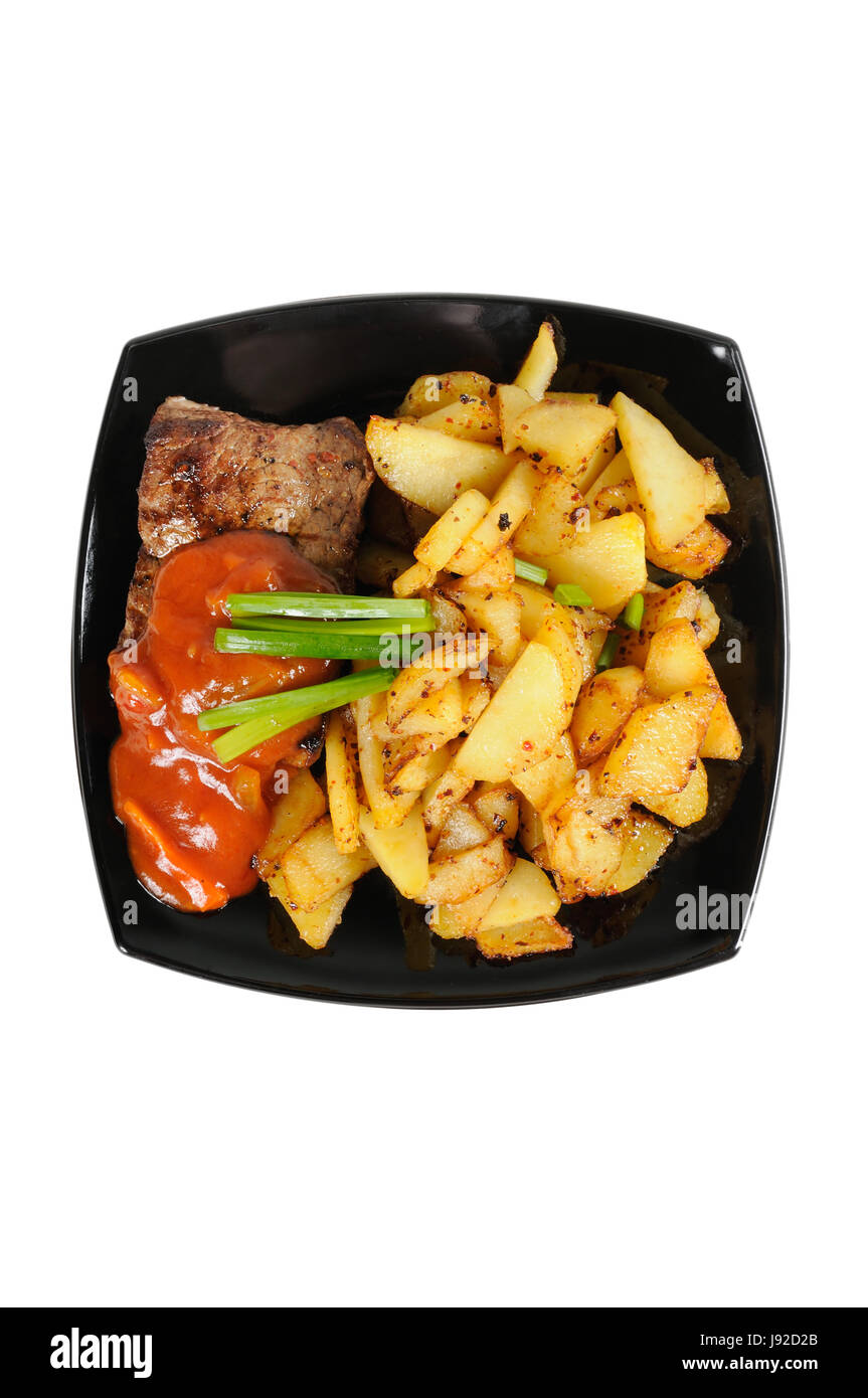 food, aliment, plate, dish, meal, grill, barbecue, barbeque, steak ...