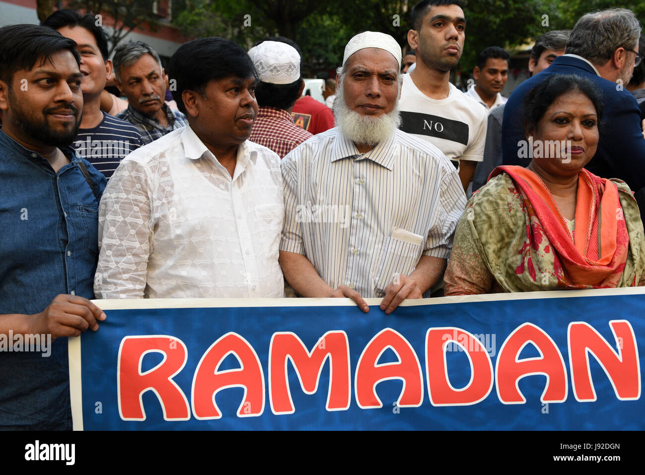Madrid, Spain. 30th May, 2017. Muslims pictured gathering at Lavapies ...