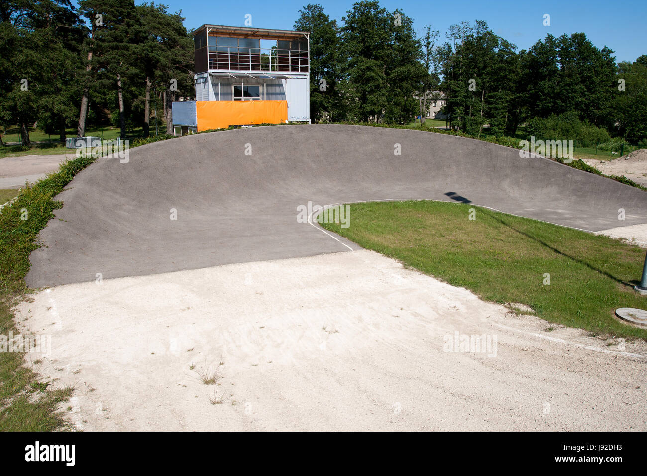 sport, sports, outdoor, track, stadium, ramp, empty, curve, bike ...