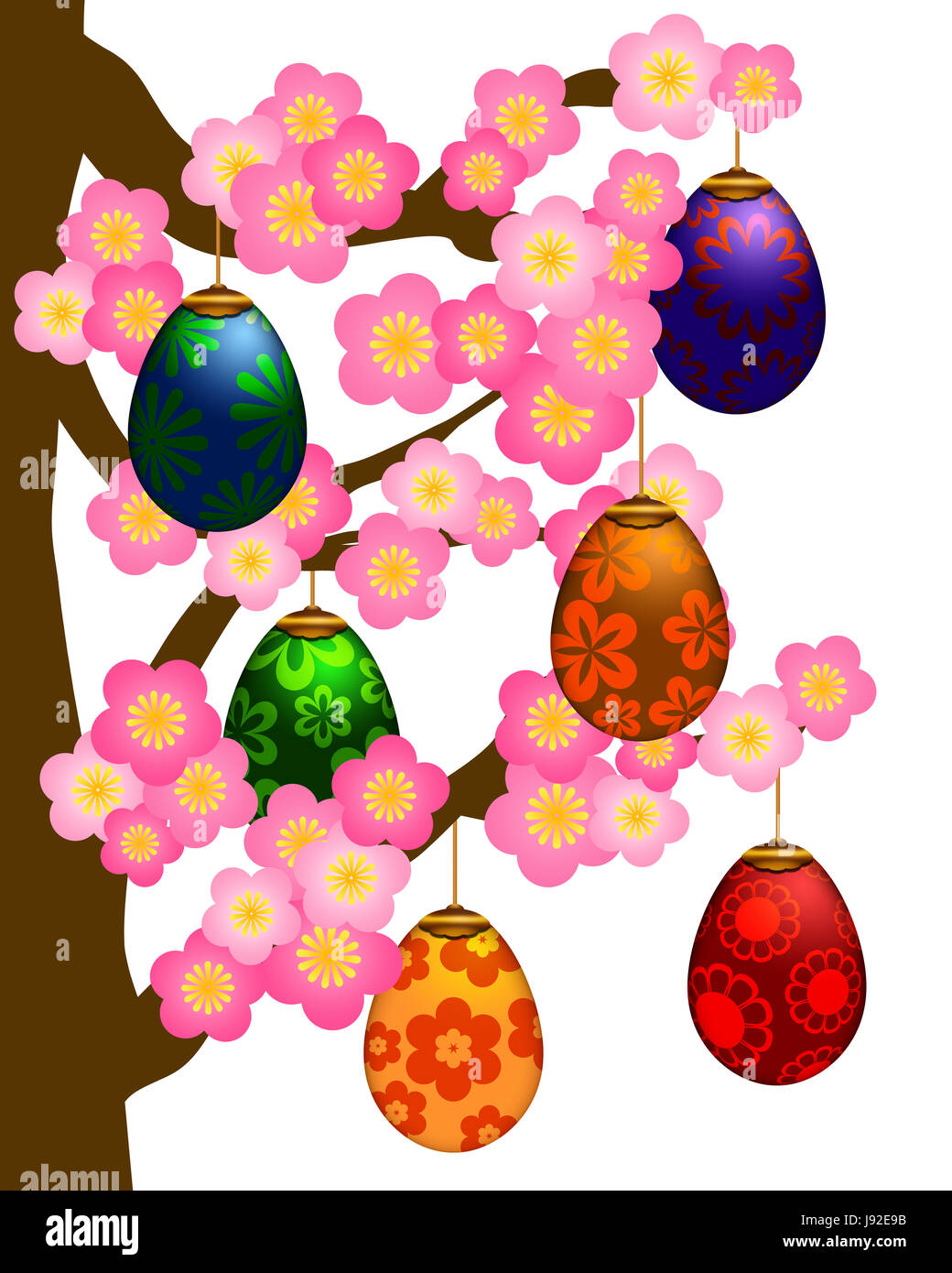 tree, bloom, blossom, flourish, flourishing, easter, cherry, painted ...