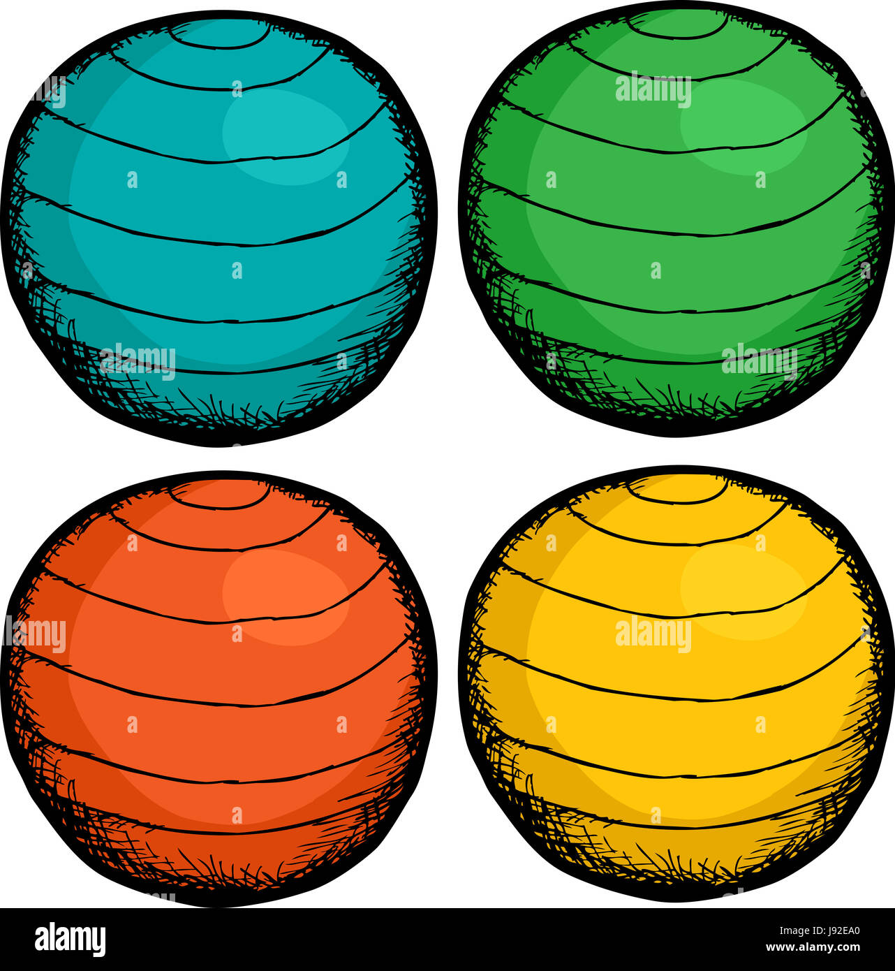 blue, four, exercise, equipment, balls, colors, colours, exercising ...