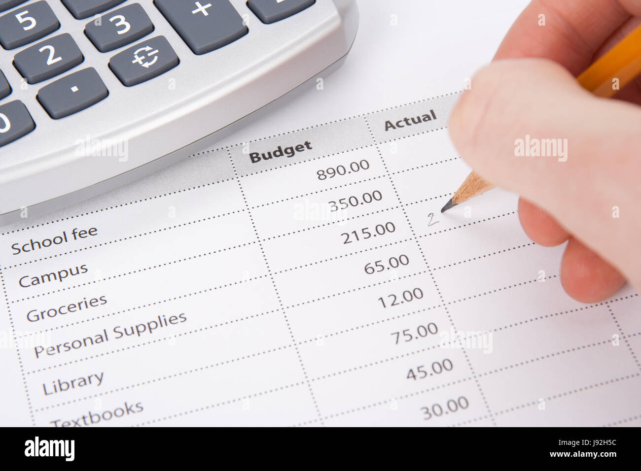 economize, chart, budget, student, sheet, costs, finances, hand, write ...