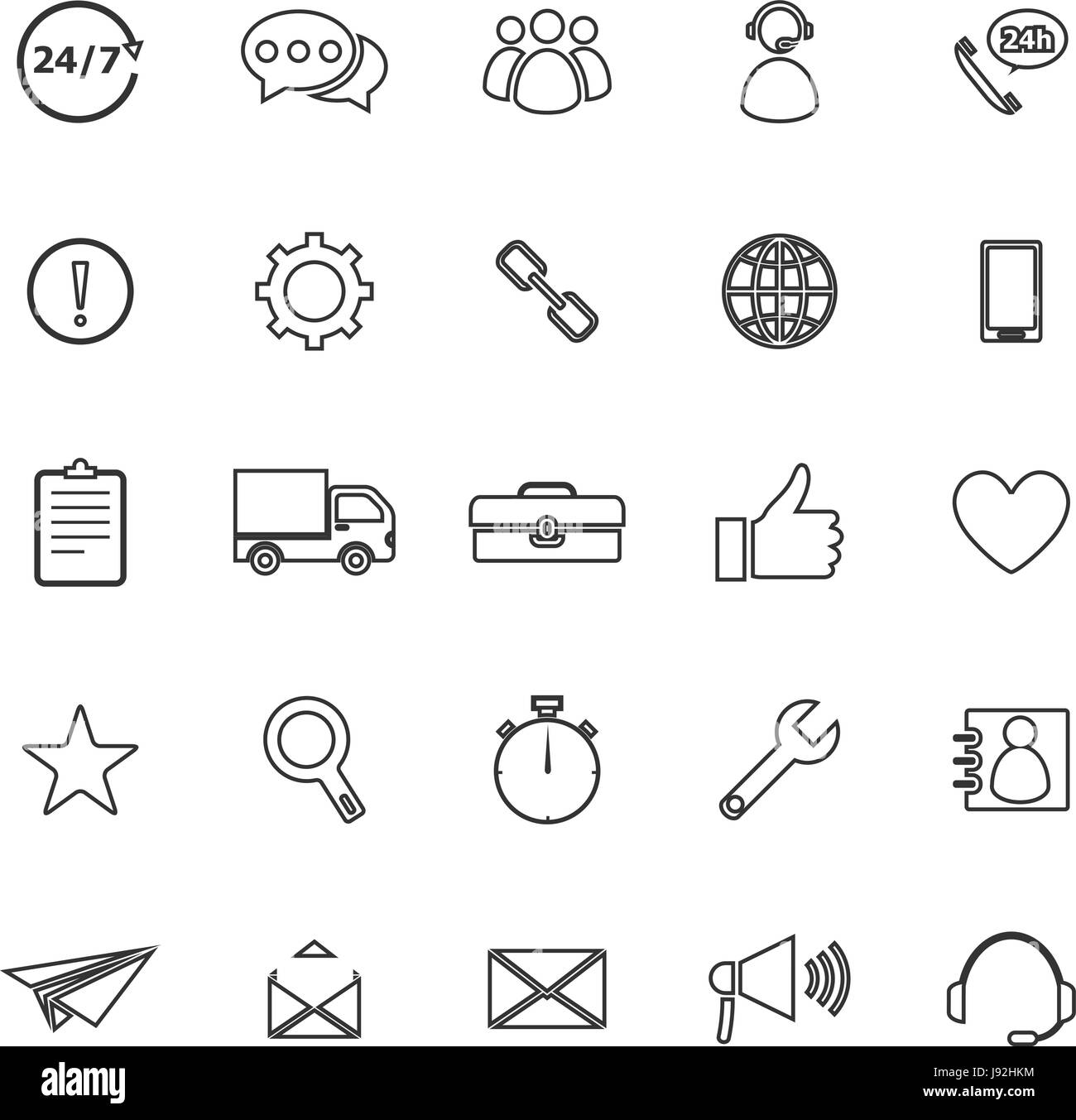 Customer service line icons on white background, stock vector Stock ...