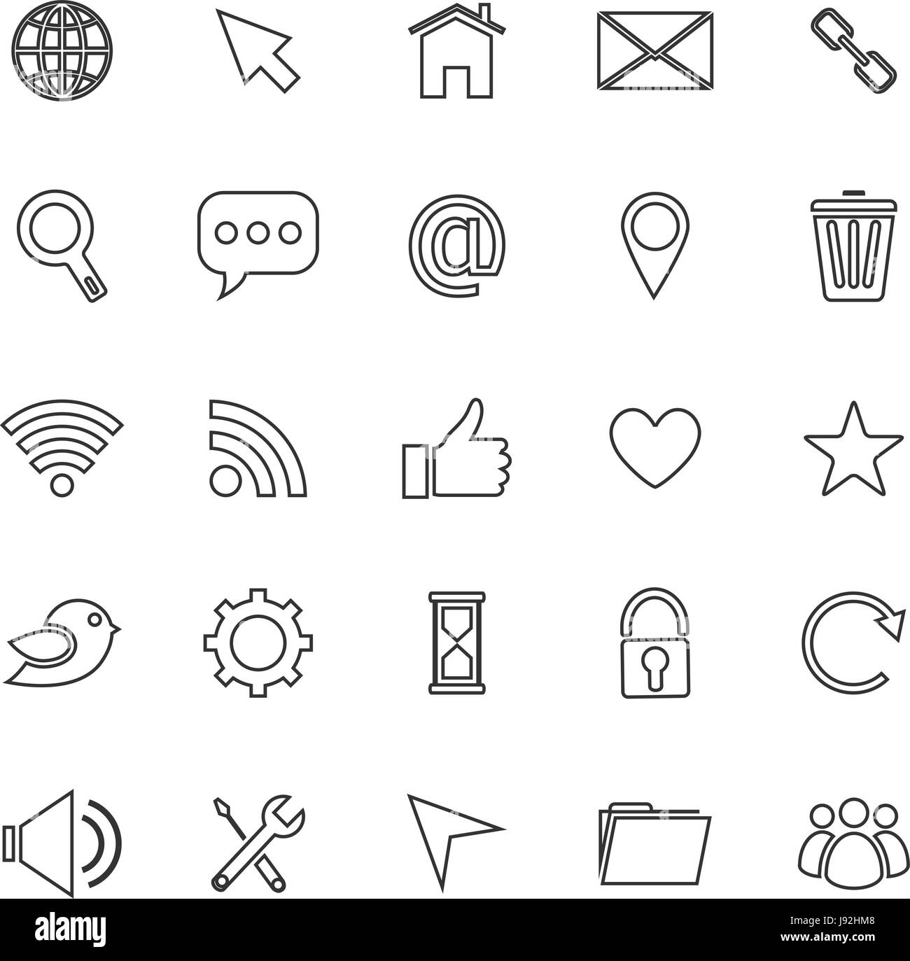 Website line icons on white background, stock vector Stock Vector Image ...