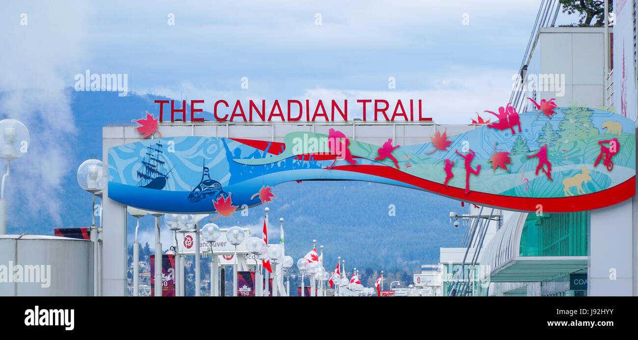 The Canadian Trail at Canada Place in Vancouver - CANADA Stock Photo ...