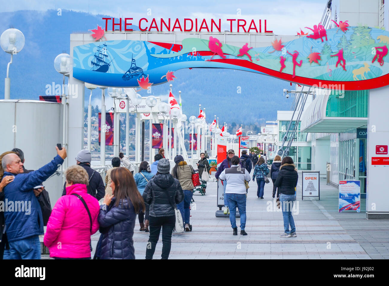 The Canadian Trail at Canada Place in Vancouver - CANADA Stock Photo ...