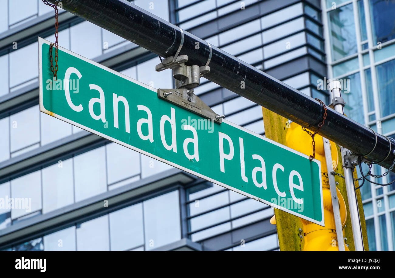 Canada Place street sign in Vancouver - CANADA Stock Photo - Alamy