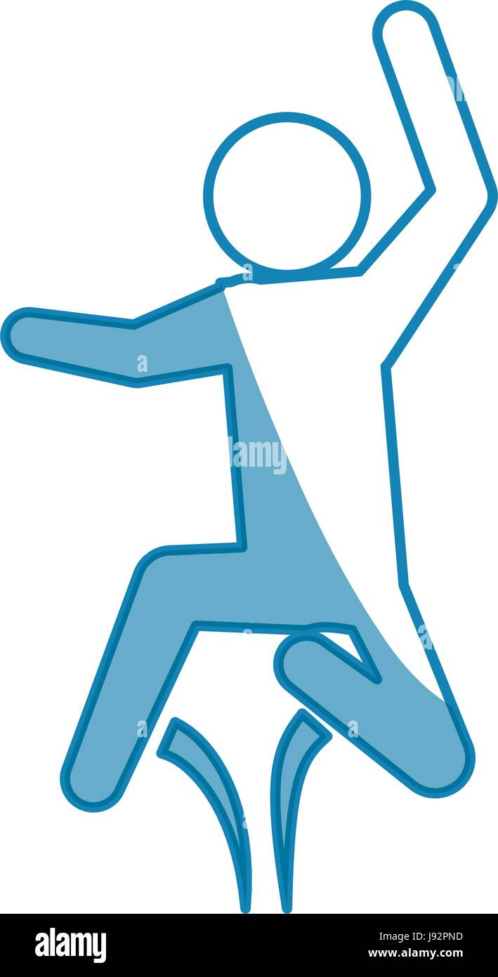 blue line pictogram man jumping up concept Stock Vector Image & Art - Alamy