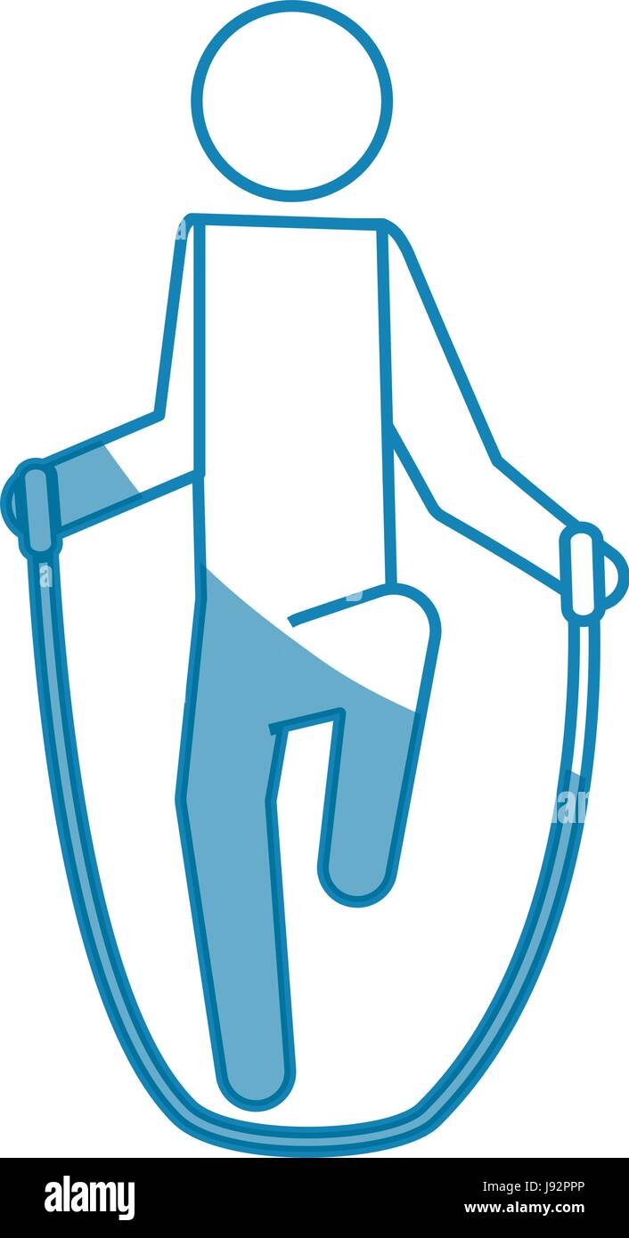 blue line pictogram man jumping rope workout Stock Vector Image & Art ...