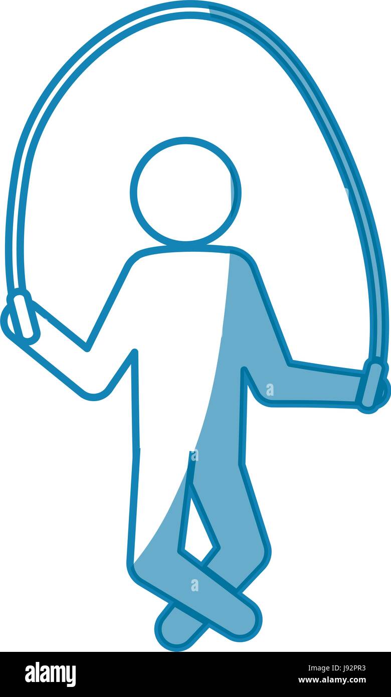 blue line pictogram man jumping rope workout Stock Vector Image & Art ...