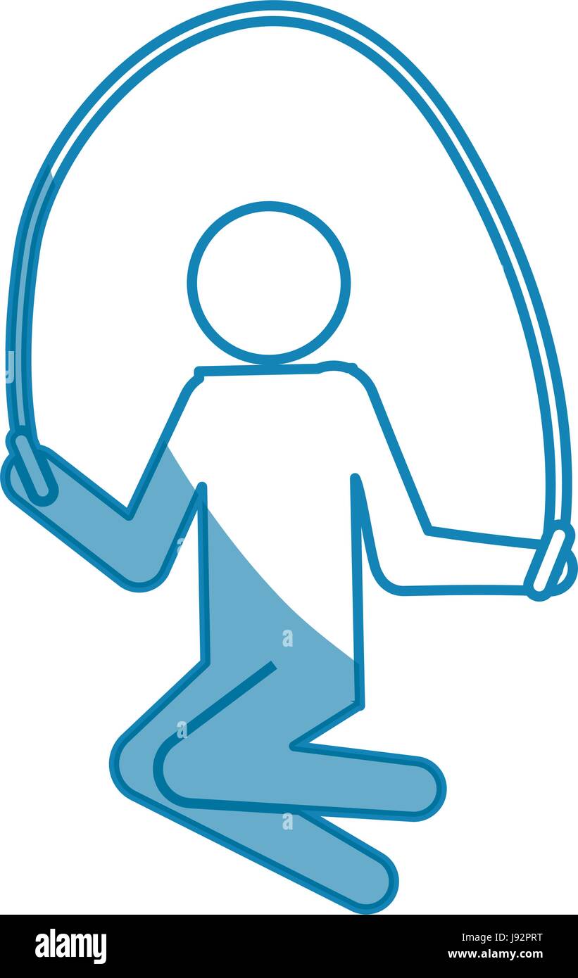 blue line pictogram man jumping rope workout Stock Vector Image & Art ...